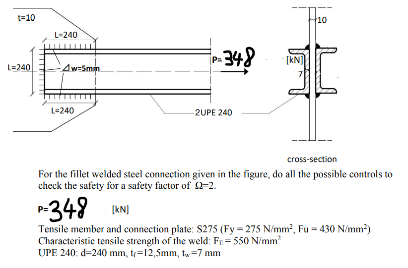 For the fillet welded steel connection given in the | Chegg.com
