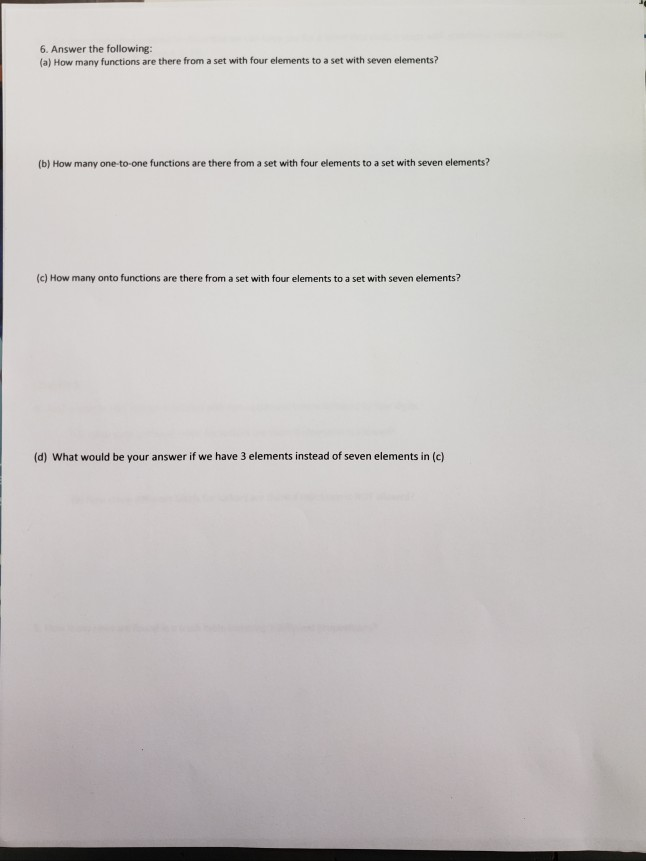 Solved 6. Answer the following: (a) How many functions are | Chegg.com