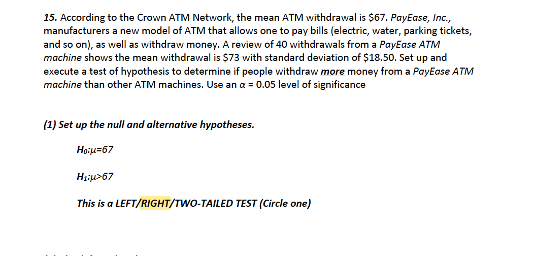 Solved 15. According to the Crown ATM Network, the mean ATM | Chegg.com