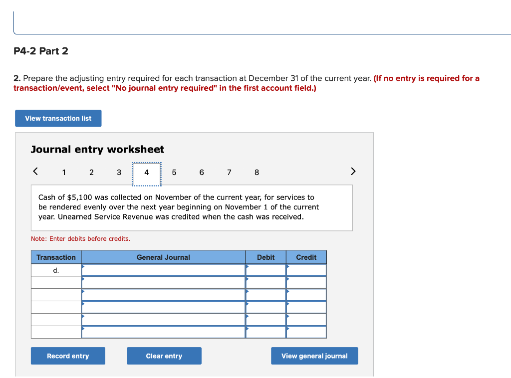 Solved ! Required information P4-2 (Algo) Recording | Chegg.com