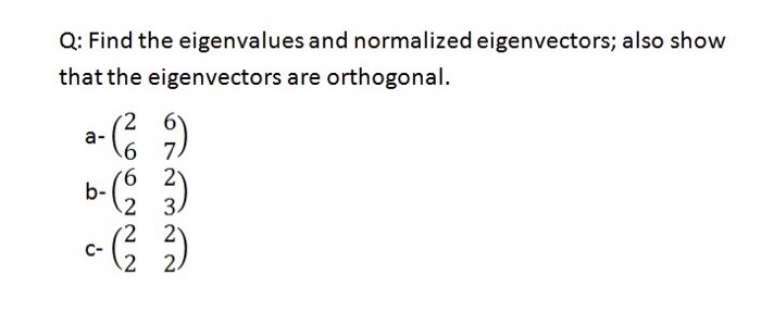 Solved Q: Find the eigenvalues and normalized eigenvectors; | Chegg.com