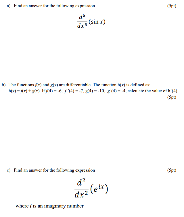 Solved a) Find an answer for the following expression (5pt) | Chegg.com
