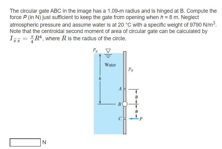 Solved The circular gate ABC in the image has a 1.09-m | Chegg.com