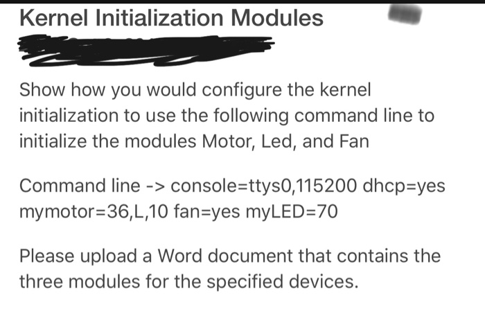 Kernel Initialization Modules Show how you would | Chegg.com