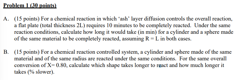 Solved A. (15 points) For a chemical reaction in which 'ash' | Chegg.com