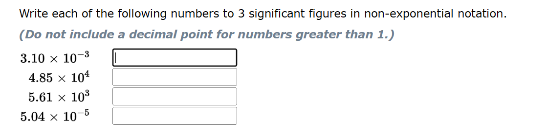 Solved Write each of the following numbers to 3 significant | Chegg.com