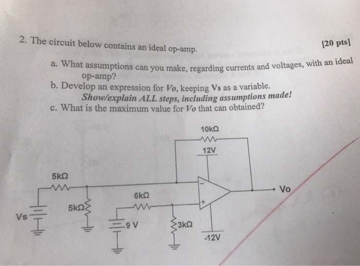 Solved The circuit below contains an ideal op-amp. a. What | Chegg.com