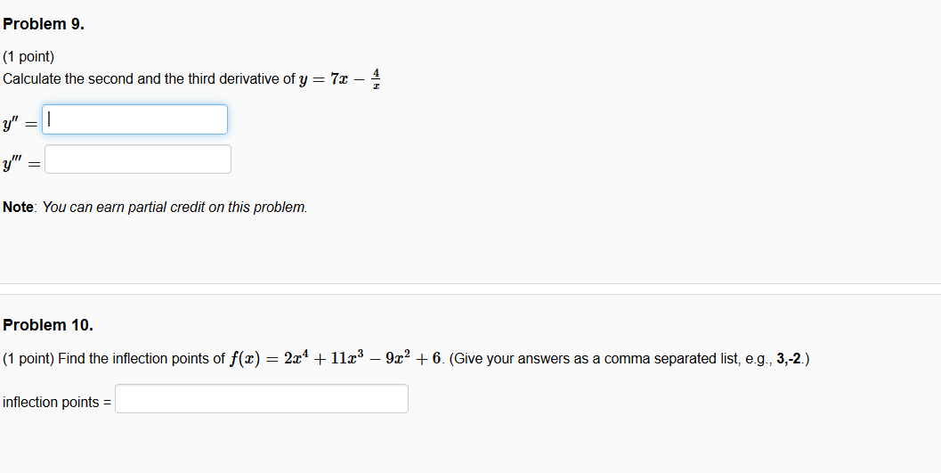Solved Problem 9.(1 ﻿point)Calculate the second and the | Chegg.com