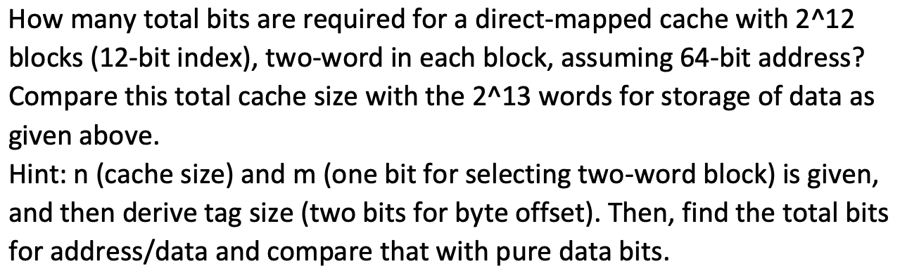 Solved How many total bits are required for a direct-mapped | Chegg.com