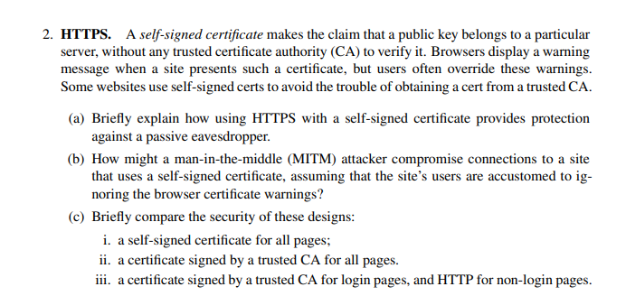 Solved 2. HTTPS. A self-signed certificate makes the claim | Chegg.com