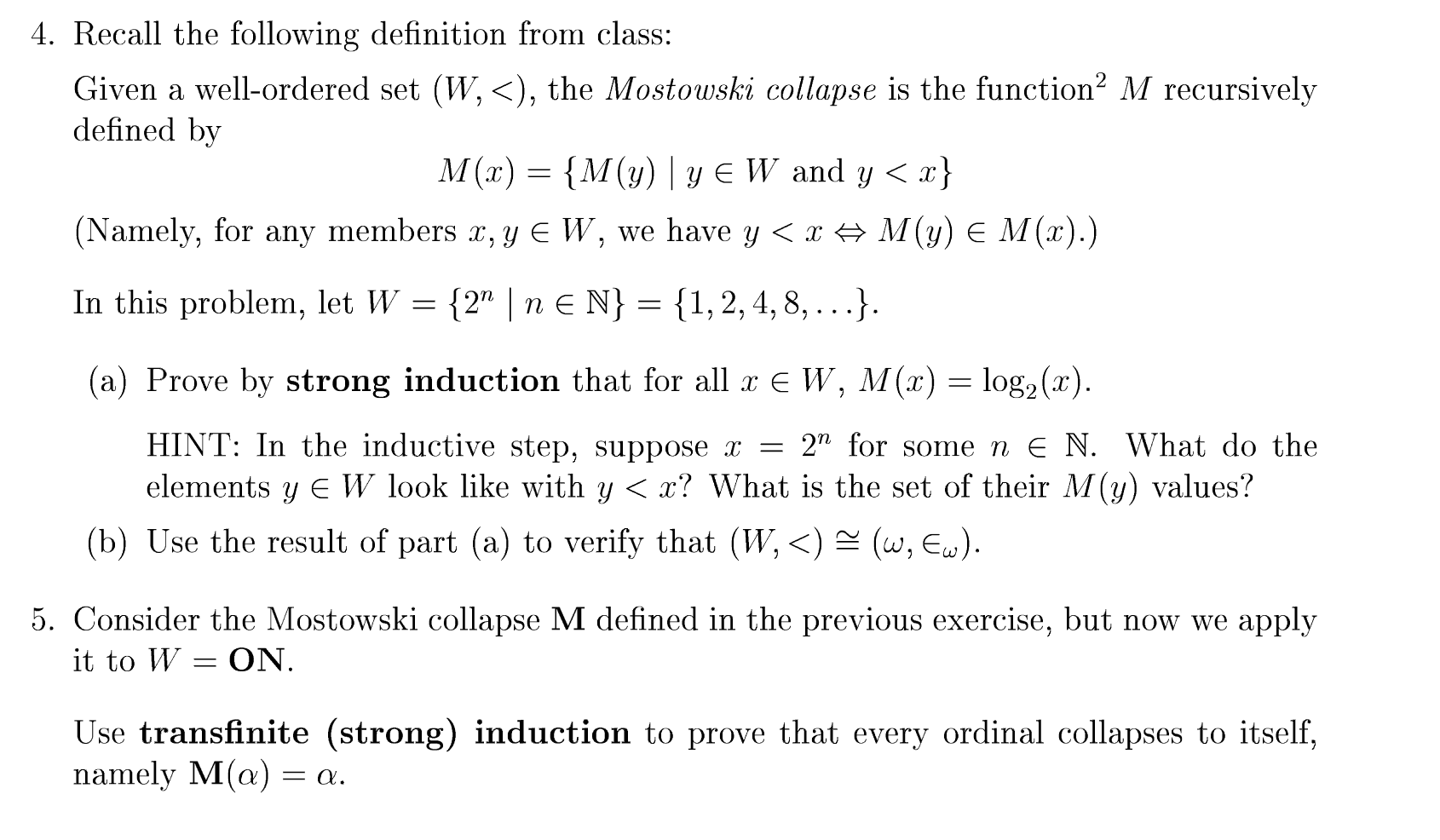 Answer #5 only. #4 Included for context. Mostowski | Chegg.com