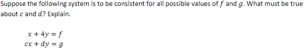 Solved Suppose the following system is to be consistent for | Chegg.com