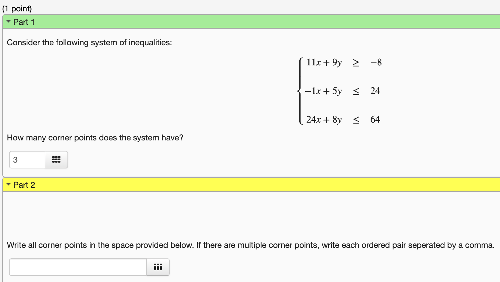 Solved Consider the following system of inequalities: | Chegg.com