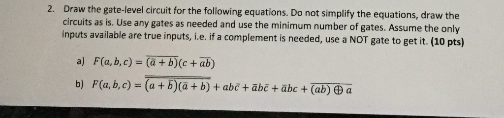 Solved e gate-level circuit for the following equations. Do | Chegg.com