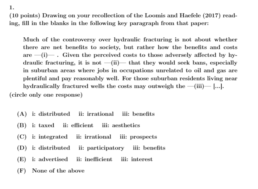 Solved 1. (10 points) Drawing on your recollection of the | Chegg.com