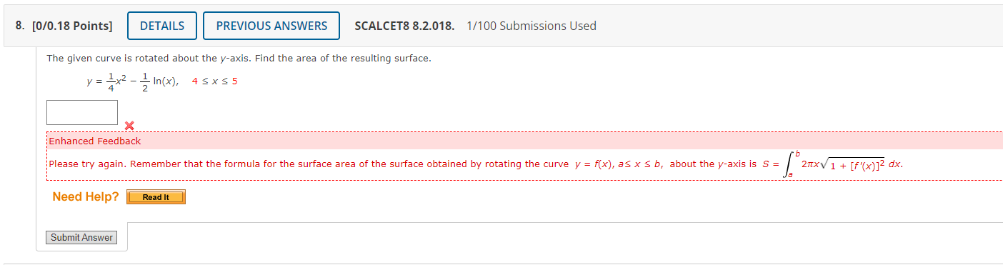 Solved 8. [0/0.18 Points] DETAILS PREVIOUS ANSWERS SCALCET8 | Chegg.com