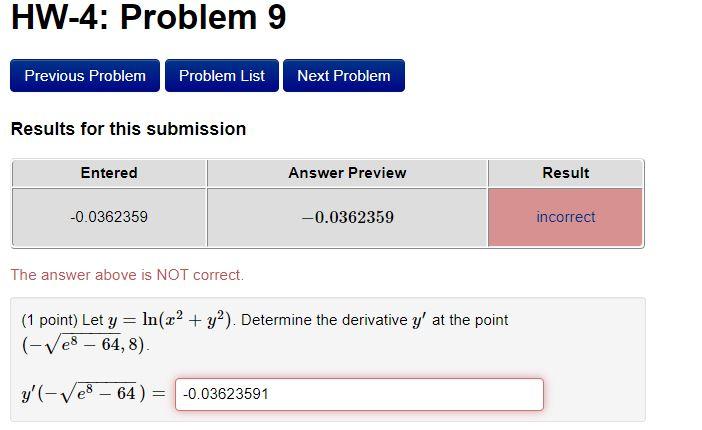 Solved HW-4: Problem 9 Previous Problem Problem List Next | Chegg.com