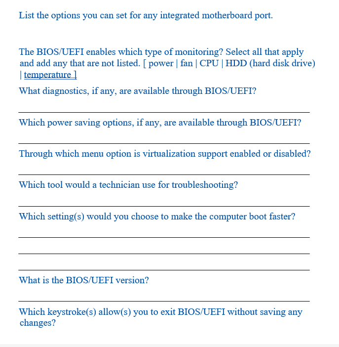Solved List the options you can set for any integrated | Chegg.com