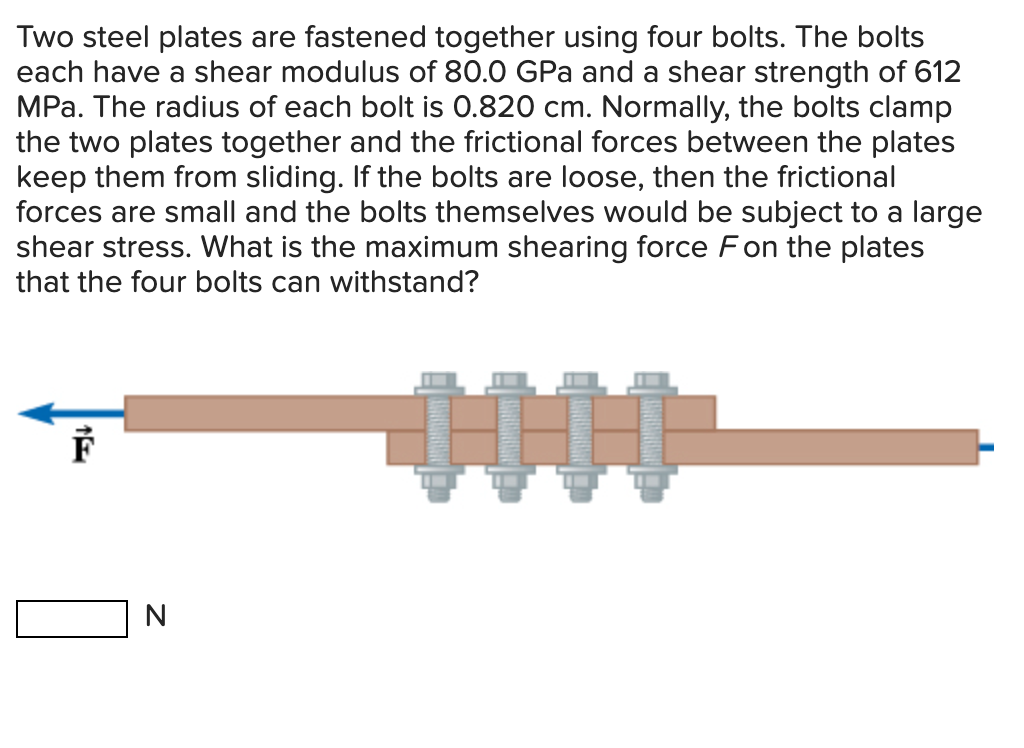 Solved Two steel plates are fastened together using four | Chegg.com