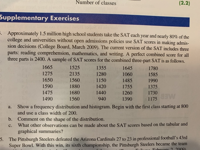 Solved Number of classes (2.2) Supplementary Exercises . | Chegg.com