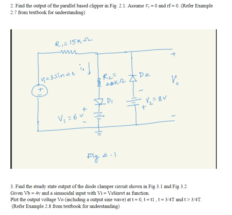 Solved 2. Find the output of the parallel based clipper in | Chegg.com