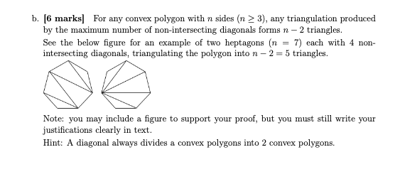 Solved b. (6 marks] For any convex polygon with n sides (n > | Chegg.com