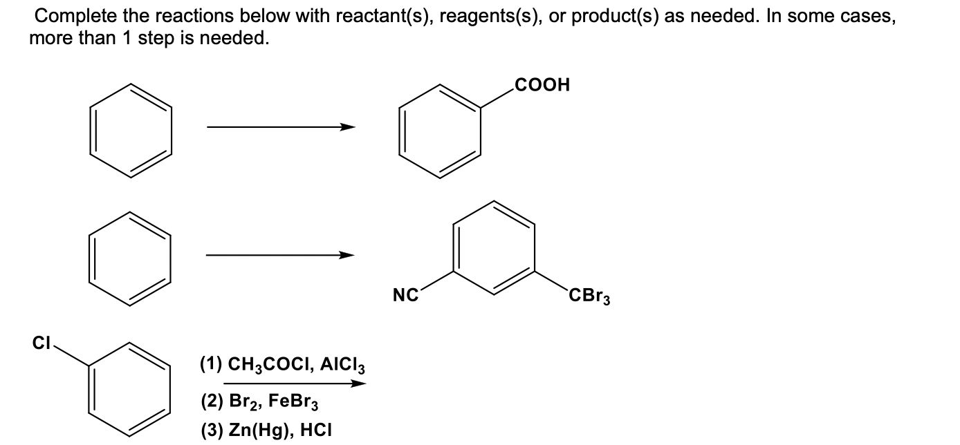 Solved Complete the reactions below with reactant(s), | Chegg.com