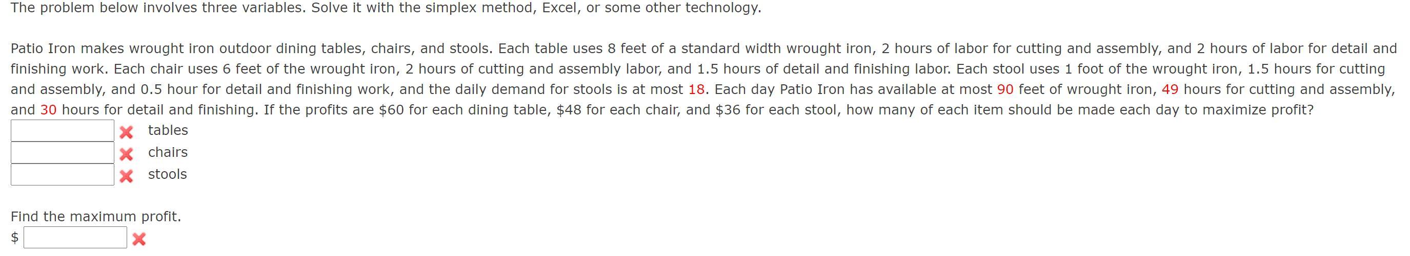 Solved The problem below involves three variables. Solve it | Chegg.com
