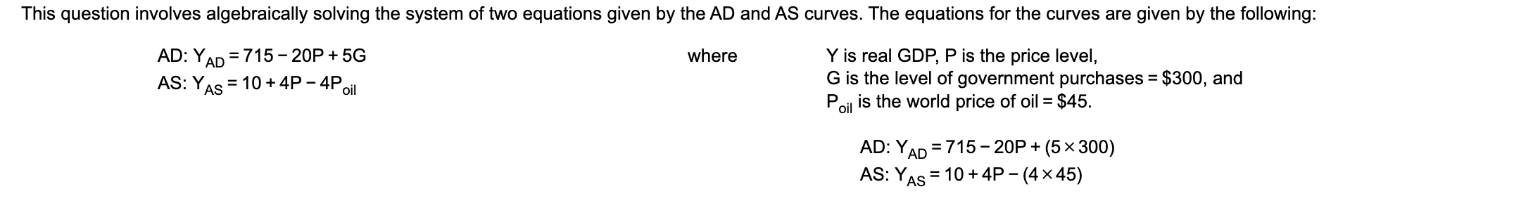 Solved This question involves algebraically solving the | Chegg.com