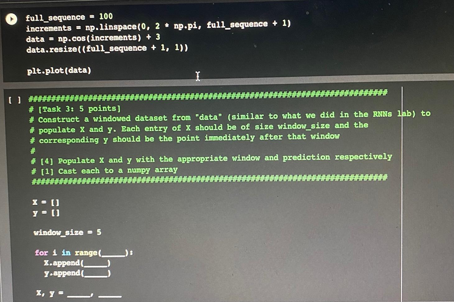 Solved full_sequence =100 increments = np.linspace(0, 2∗ | Chegg.com