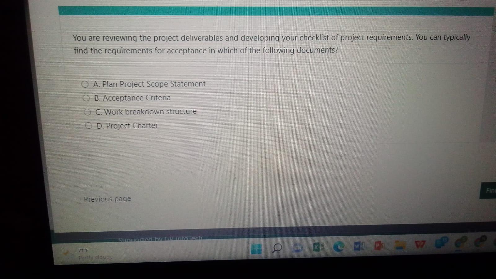 Solved During a meeting with some of the project | Chegg.com