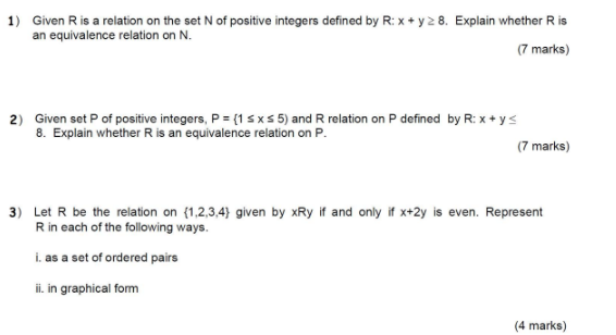 Solved 1 Given R Is A Relation On The Set N Of Positive