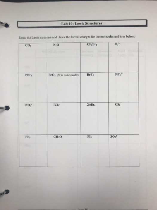 Solved Lab 10: Lewis Structures Draw the Lewis structure and | Chegg.com