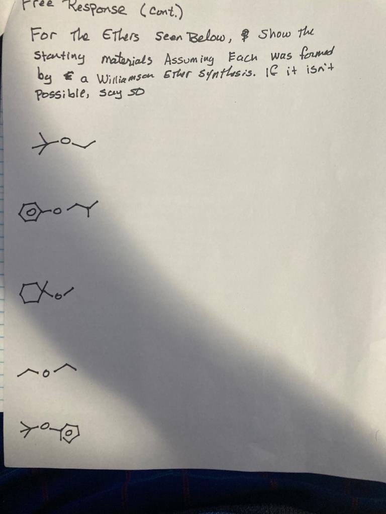 Solved For the Ethers seen below, show the starting | Chegg.com