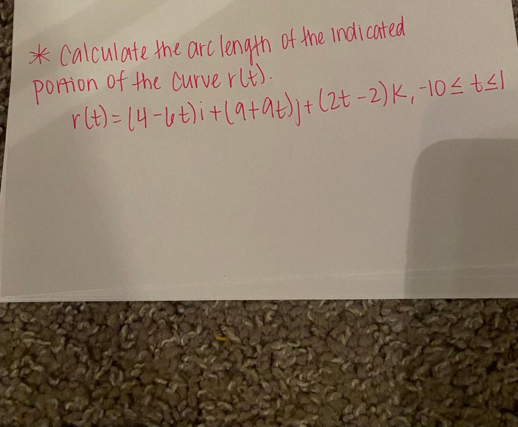 Solved * Calculate the arc length of the indicated portion | Chegg.com