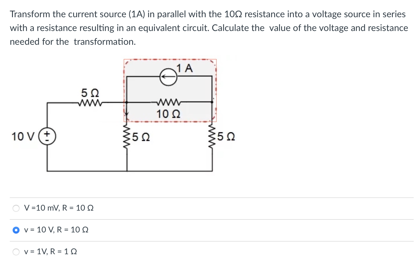 Solved Transform the current source (1A) in parallel with | Chegg.com