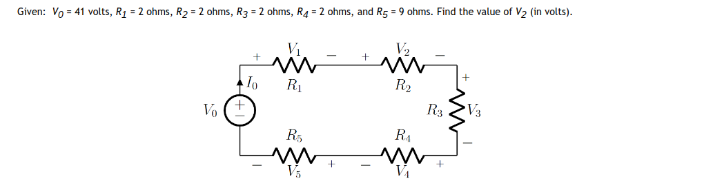Solved Given: V0=41 volts, R1=2 ohms, R2=2 ohms, R3=2 ohms, | Chegg.com
