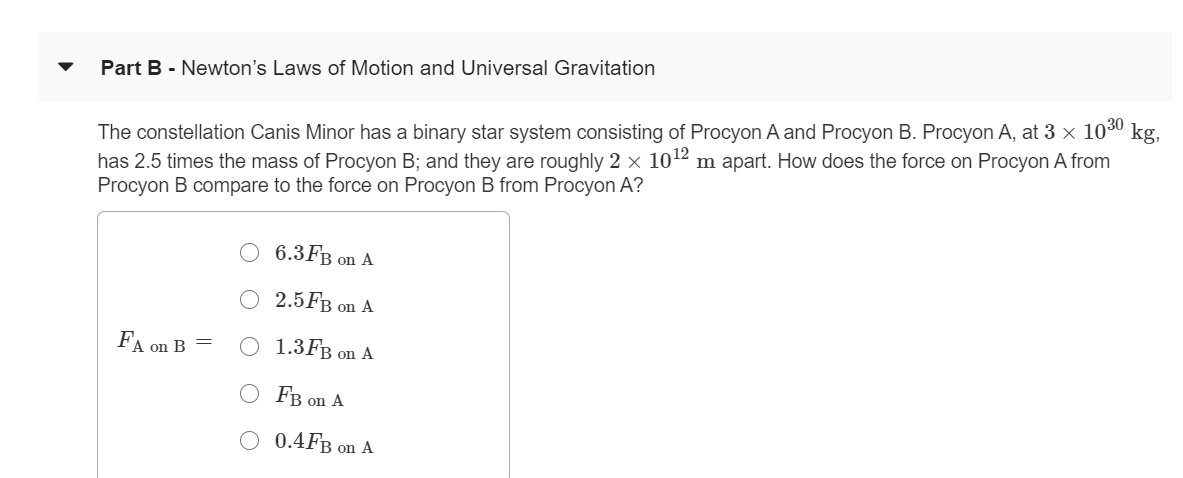 Solved Part B - Newton's Laws of Motion and Universal | Chegg.com