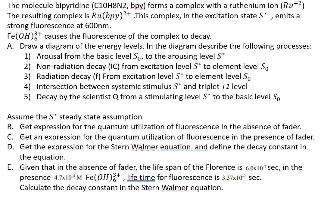 Solved 1 The molecule bipyridine (C10H8N2, bpy) forms a | Chegg.com