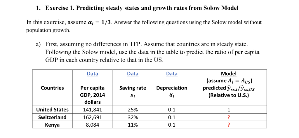 Solved 1. Exercise 1. Predicting steady states and growth | Chegg.com Solved 1. Exercise 1. Predicting steady states and growth | Chegg.com