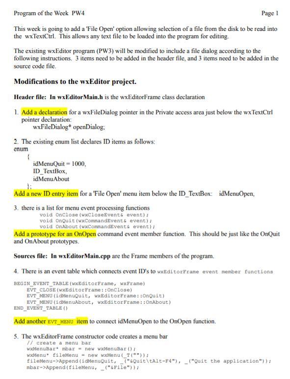 Solved Program of the Week PW4 Page 1 This week is going to | Chegg.com