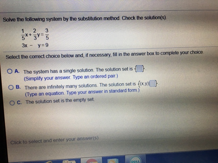 Solved Solve the following system by the substitution method | Chegg.com
