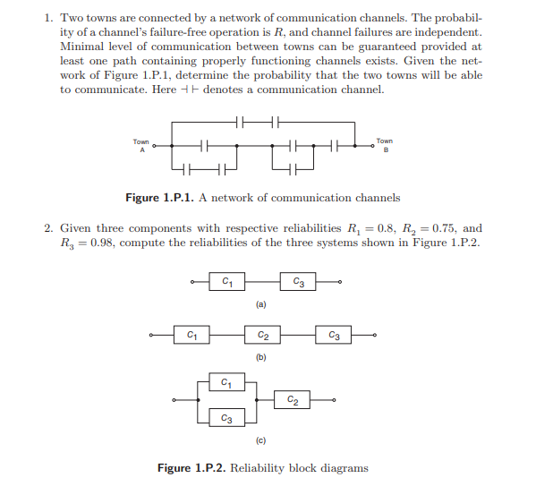 1. Two towns are connected by a network of | Chegg.com
