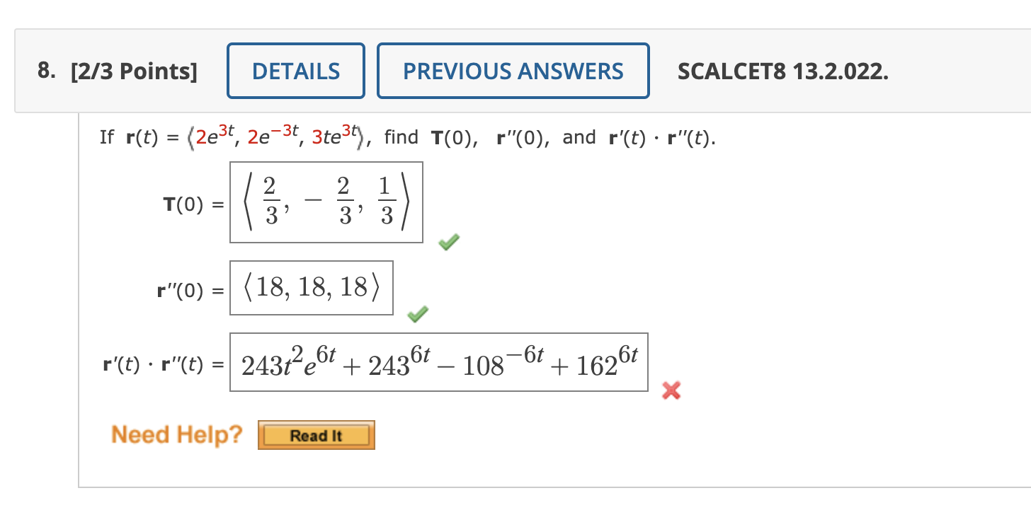 Solved 8. [2/3 Points] DETAILS PREVIOUS ANSWERS SCALCET8 | Chegg.com