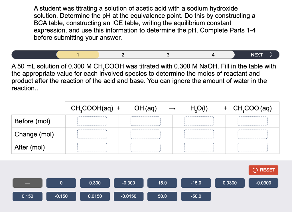 Solved A student was titrating a solution of acetic acid | Chegg.com
