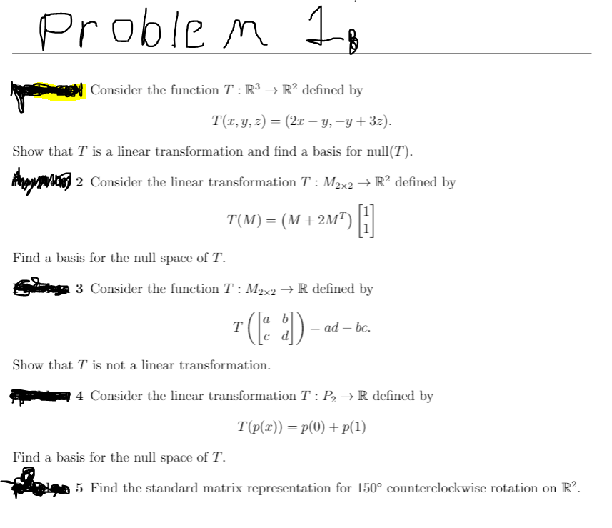 Solved Problem 8 Consider the function T:R3 + R2 defined by | Chegg.com