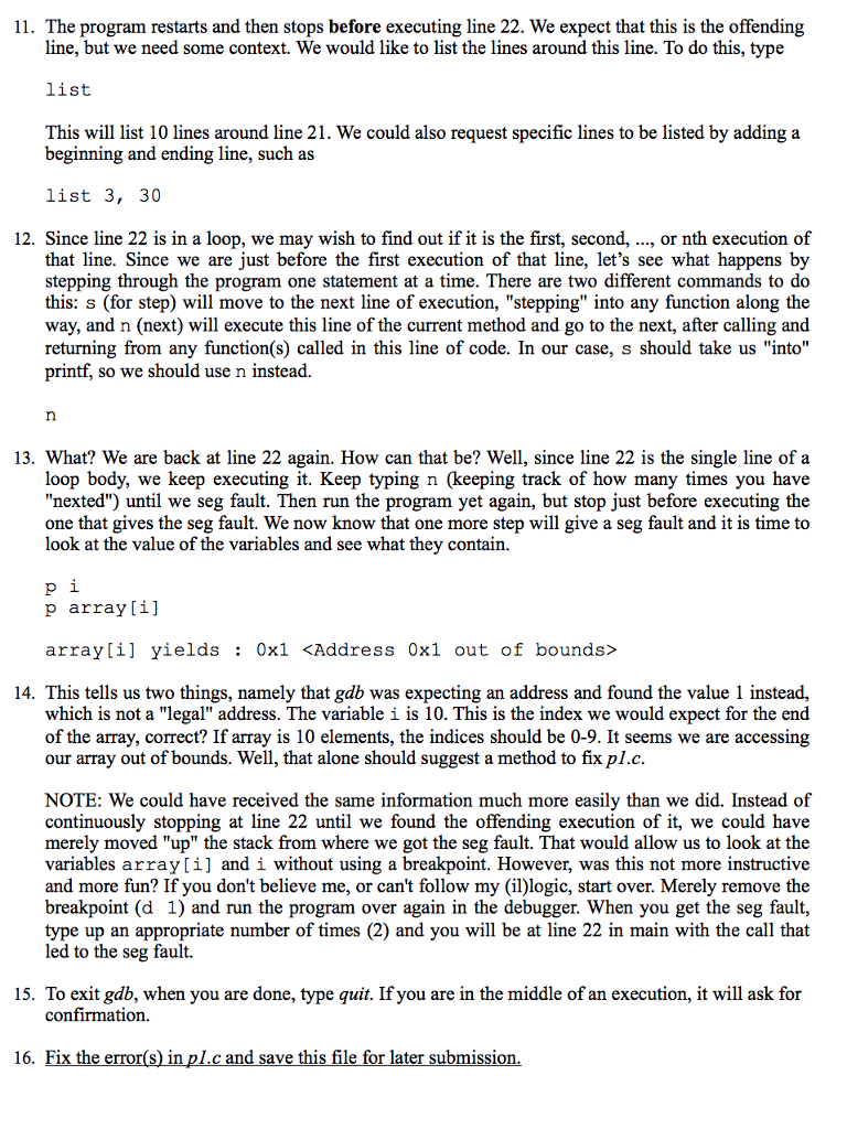 The goal of this lab is to learn how to use the gdb | Chegg.com