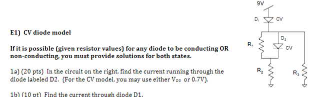 Solved D, 7 CV E1) CV diode model D: R. CV If it is possible | Chegg.com