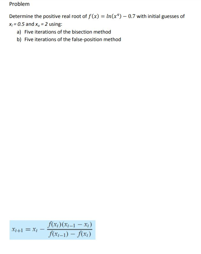 Solved Problem Determine the positive real root of f(x) = | Chegg.com