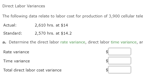 Solved A. - Determine the direct labor rate variance, | Chegg.com